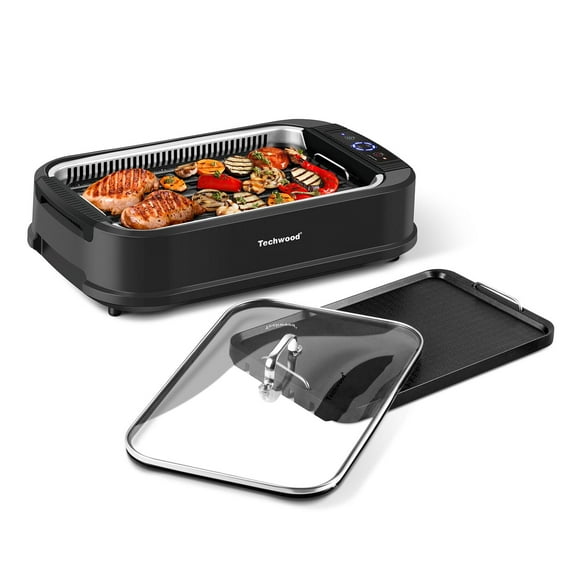 Indoor Grill Smokeless Grill, Electric Korean BBQ Grill with Glass Lid ...