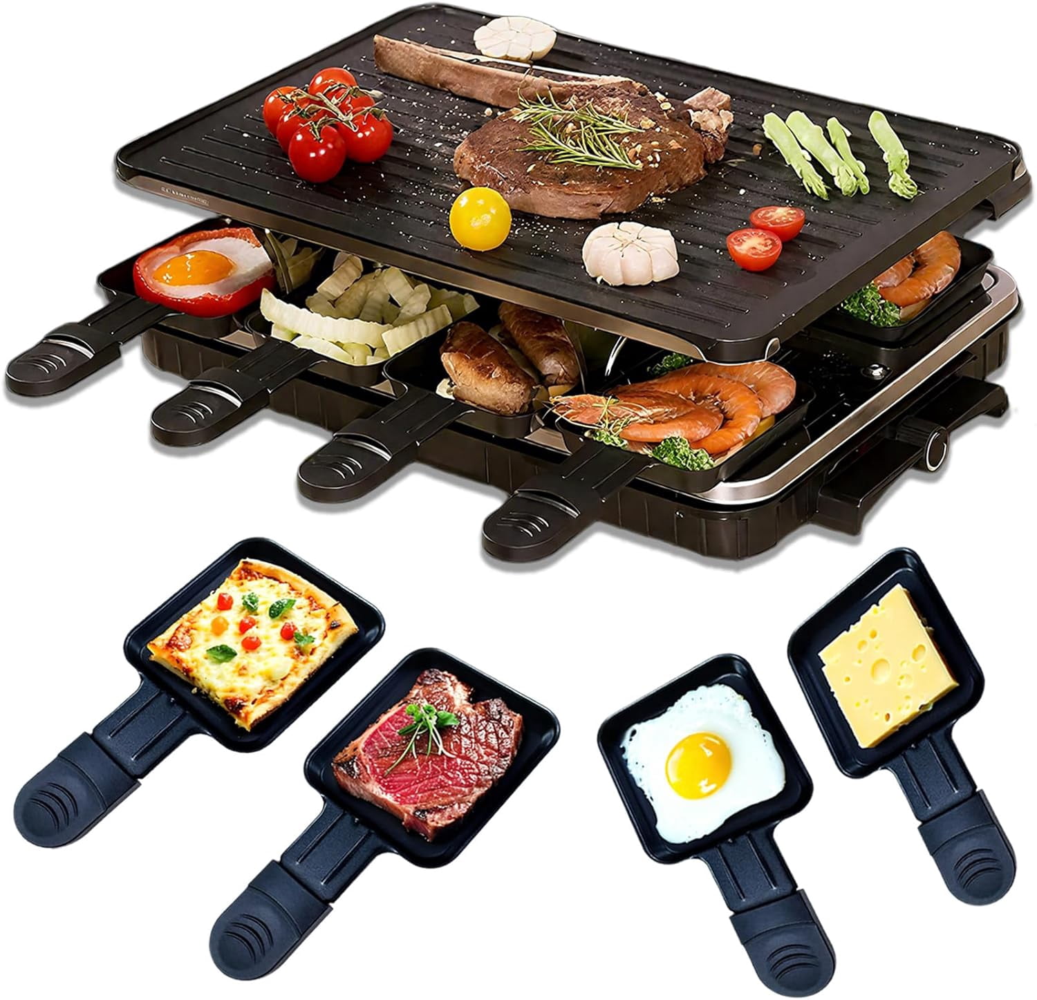 Indoor Grill Table Portable Griddle Raclette Grill Nonstick with 8 ...