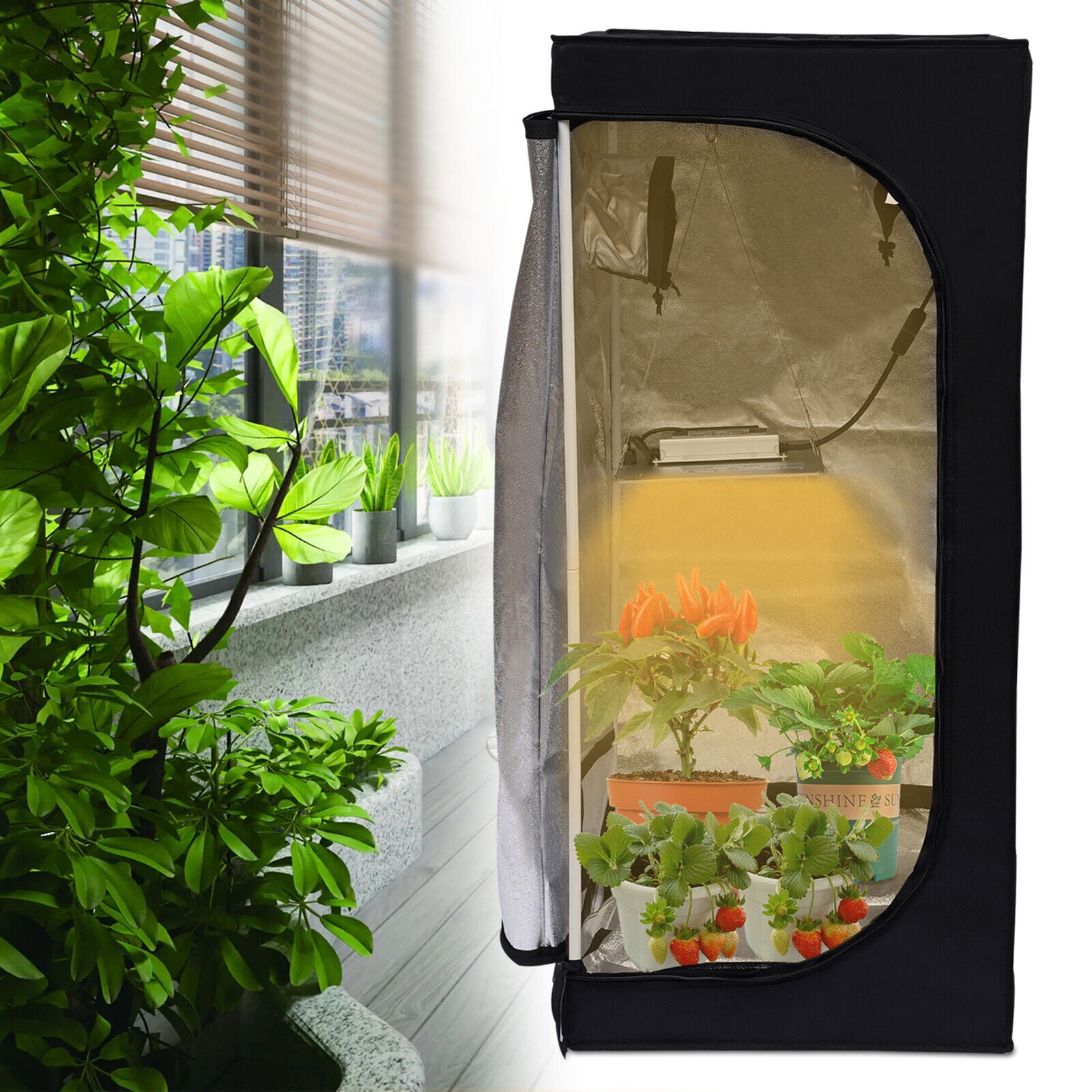 Indoor Grow Tent Kit Hydroponics Grow Tent 24"x24"x56" with Led Grow ...
