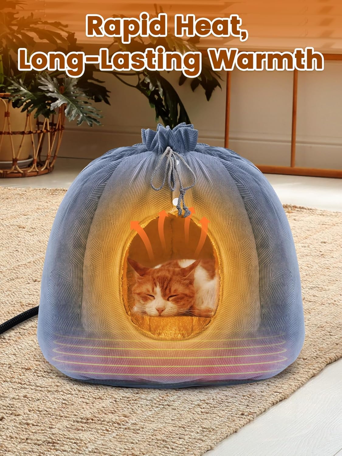 Indoor Heated Cat Bed, Soft & Cozy All-Season Pet Bed — Maintains ...