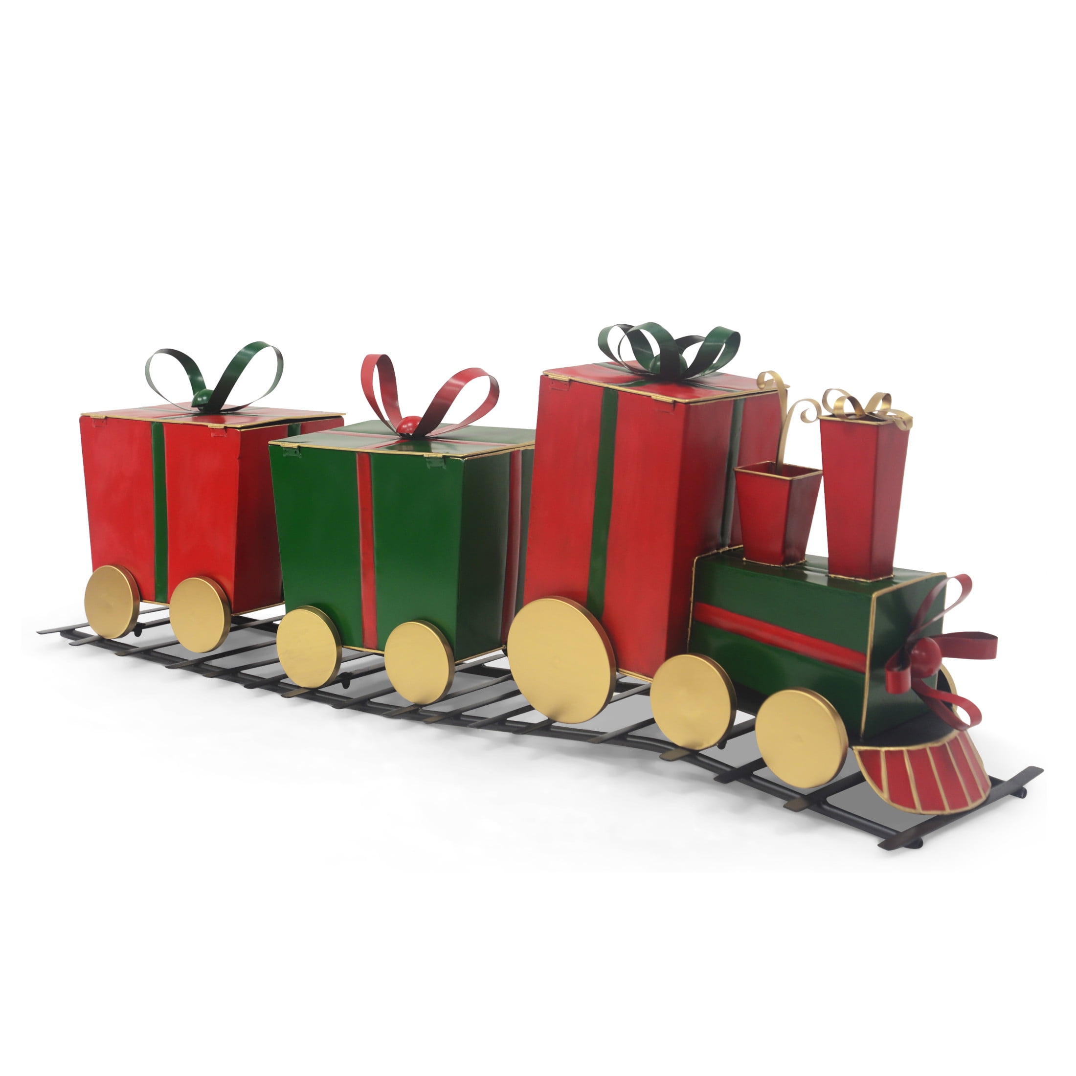Noble House Indoor Festive Iron Christmas Train with Whimsical Gift Box ...