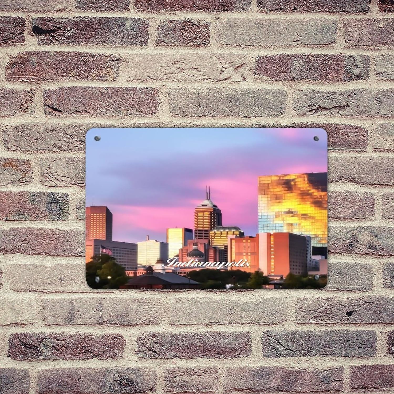 Indoor Home Decor Metal Sign Skyline Indianapolis City Landscape ...