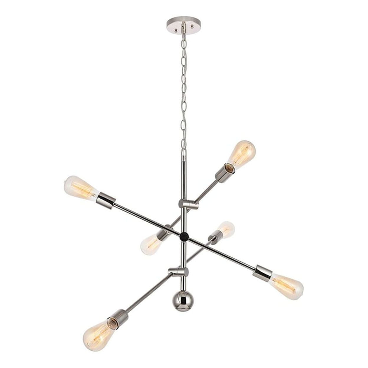 Indoor Home Decorative Midcentury Modern Axel 6 Lights Polished Nickel ...