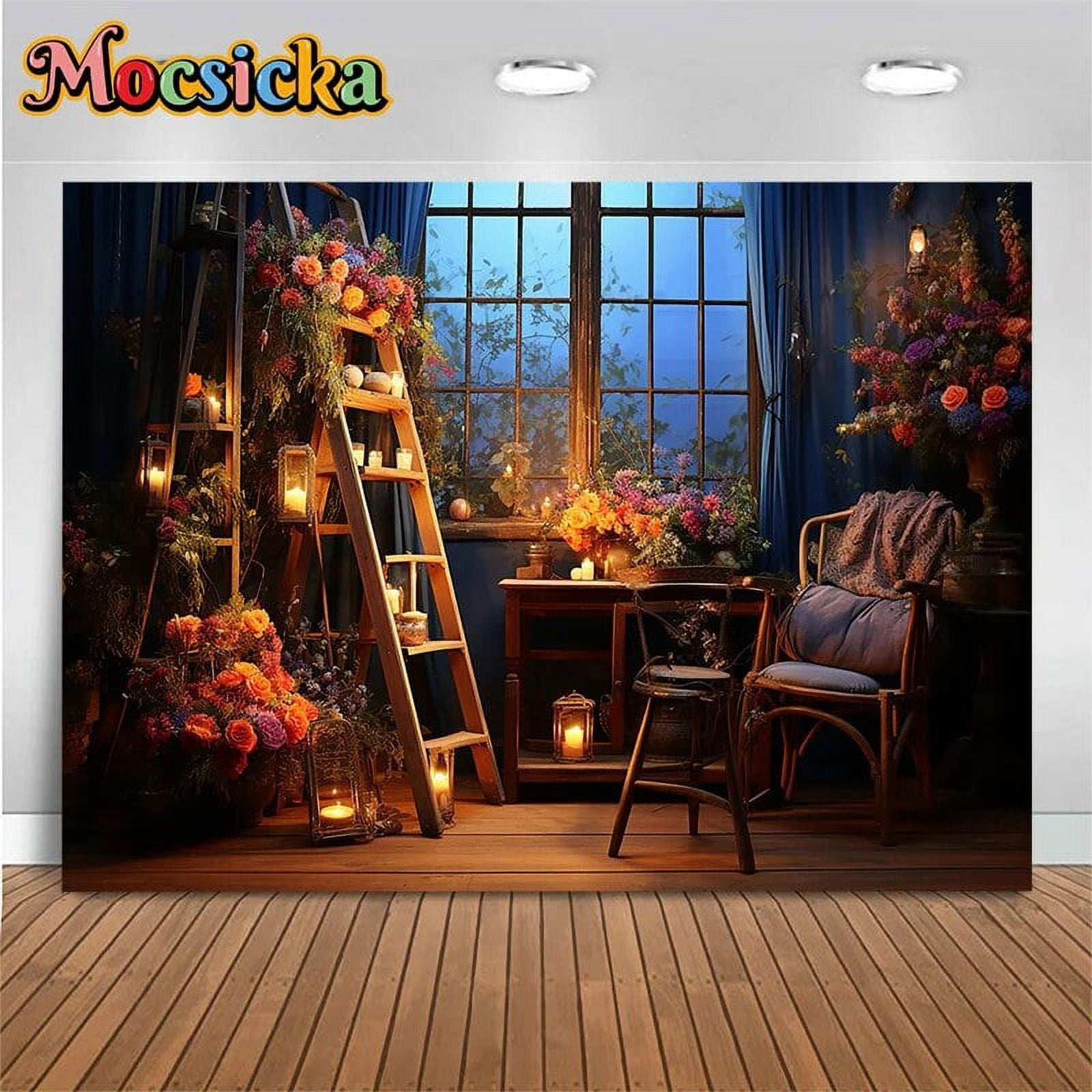 Indoor Home Flower Backdrop Photography Night Spring Easter Baby Shower ...