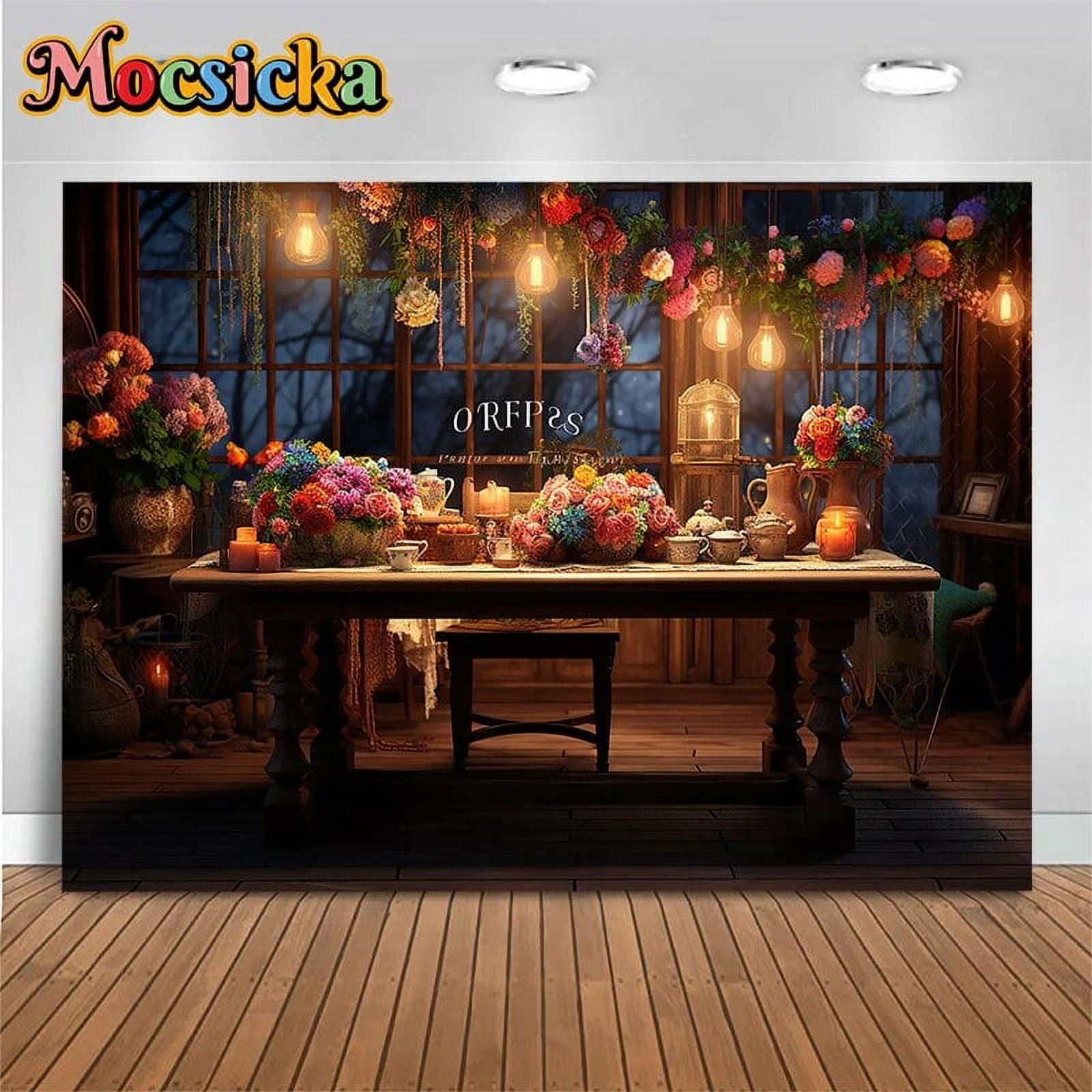 Indoor Home Flower Backdrop Photography Night Spring Easter Baby Shower ...