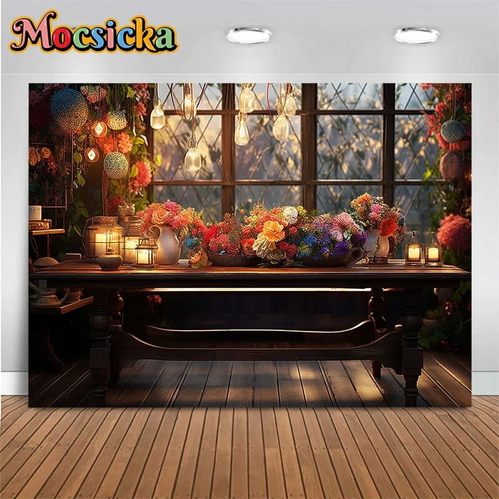 Indoor Home Flower Backdrop Photography Night Spring Easter Baby Shower ...