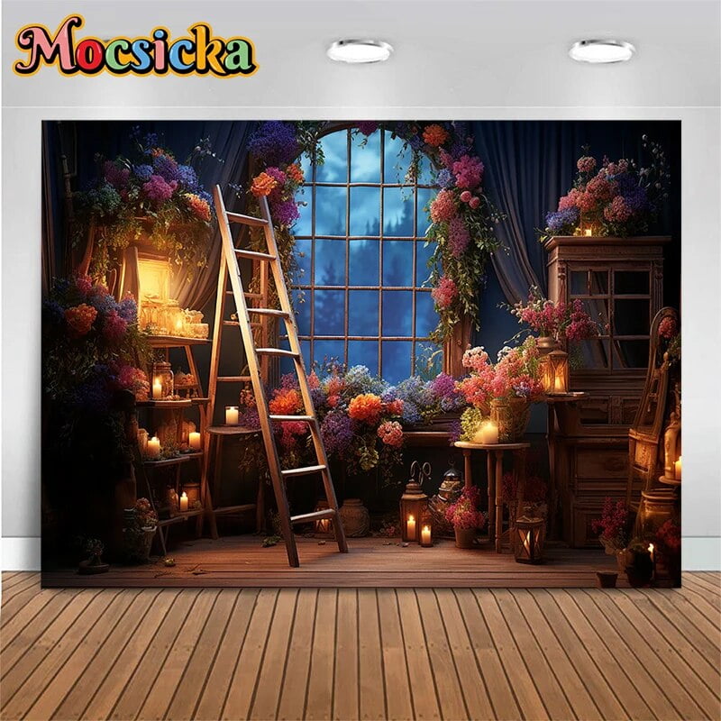 Indoor Home Flower Backdrop Photography Night Spring Easter Baby Shower ...