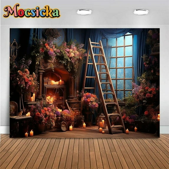 Indoor Home Flower Backdrop Photography Night Spring Easter Baby Shower ...