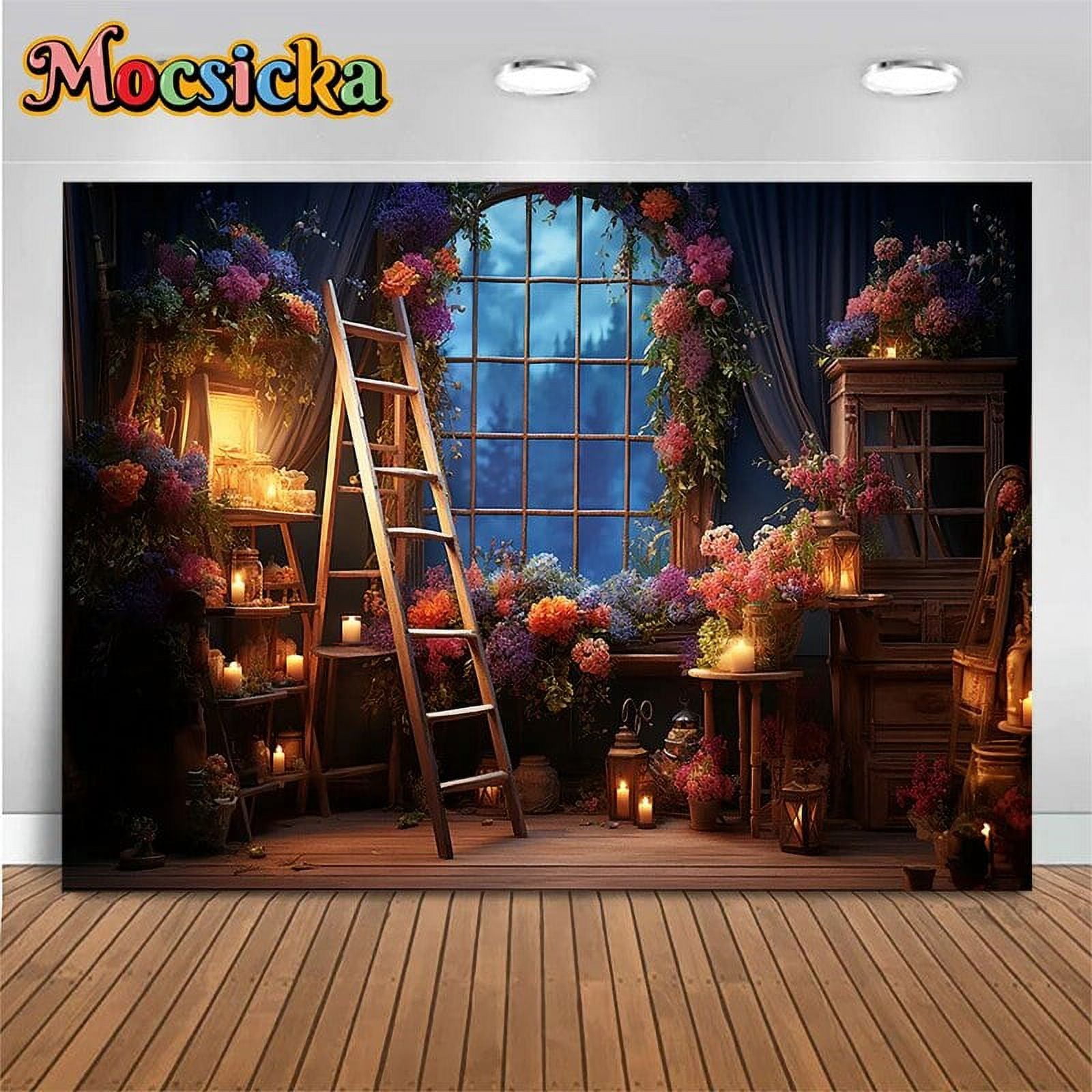 Indoor Home Flower Backdrop Photography Night Spring Easter Baby Shower ...