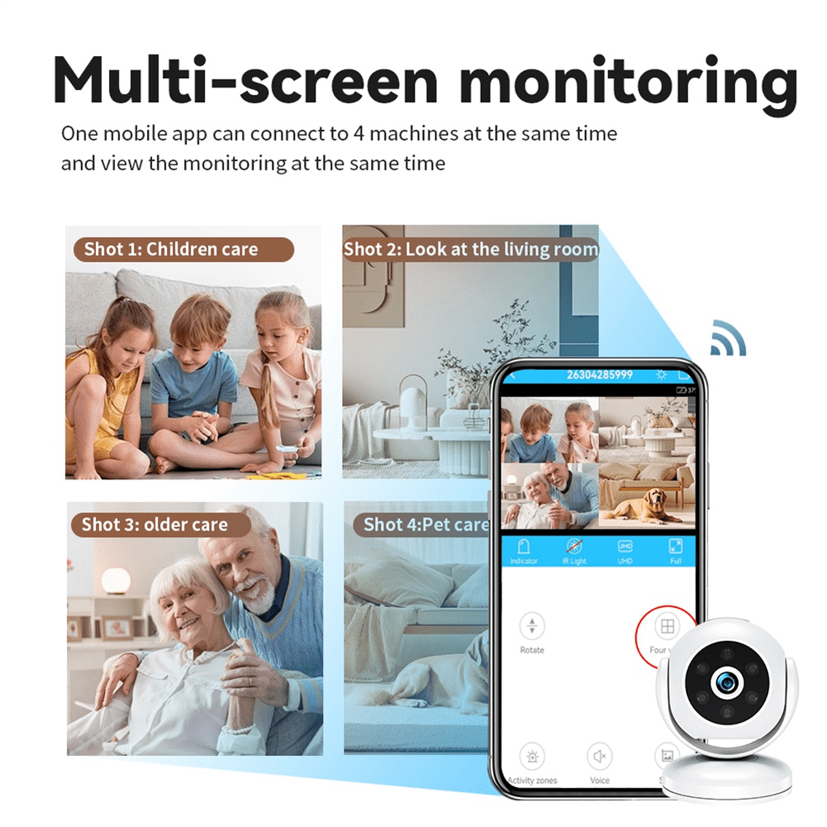 Indoor IP Camera WiFi 1080P Super HD Pan&Tilt 2-Way Audio Motion ...