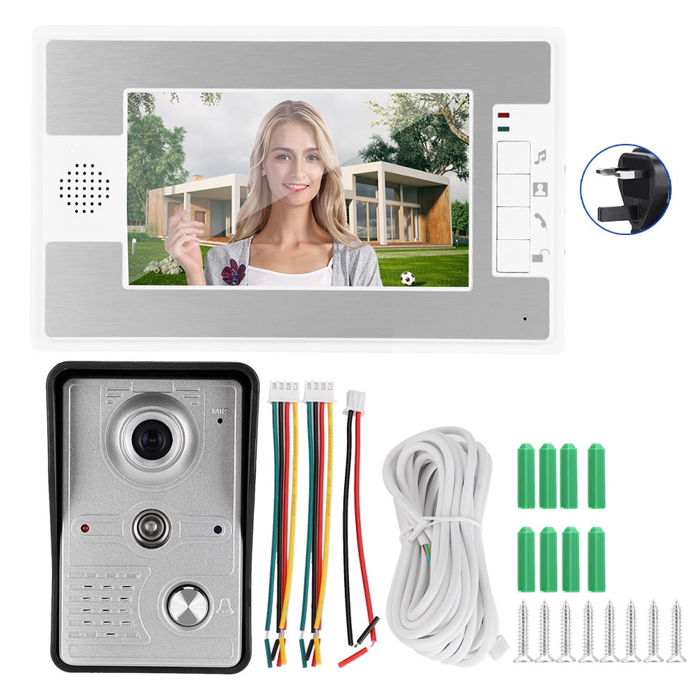 Indoor Intercom System for UK, 100-240V Wired Video Doorbell with 7 ...