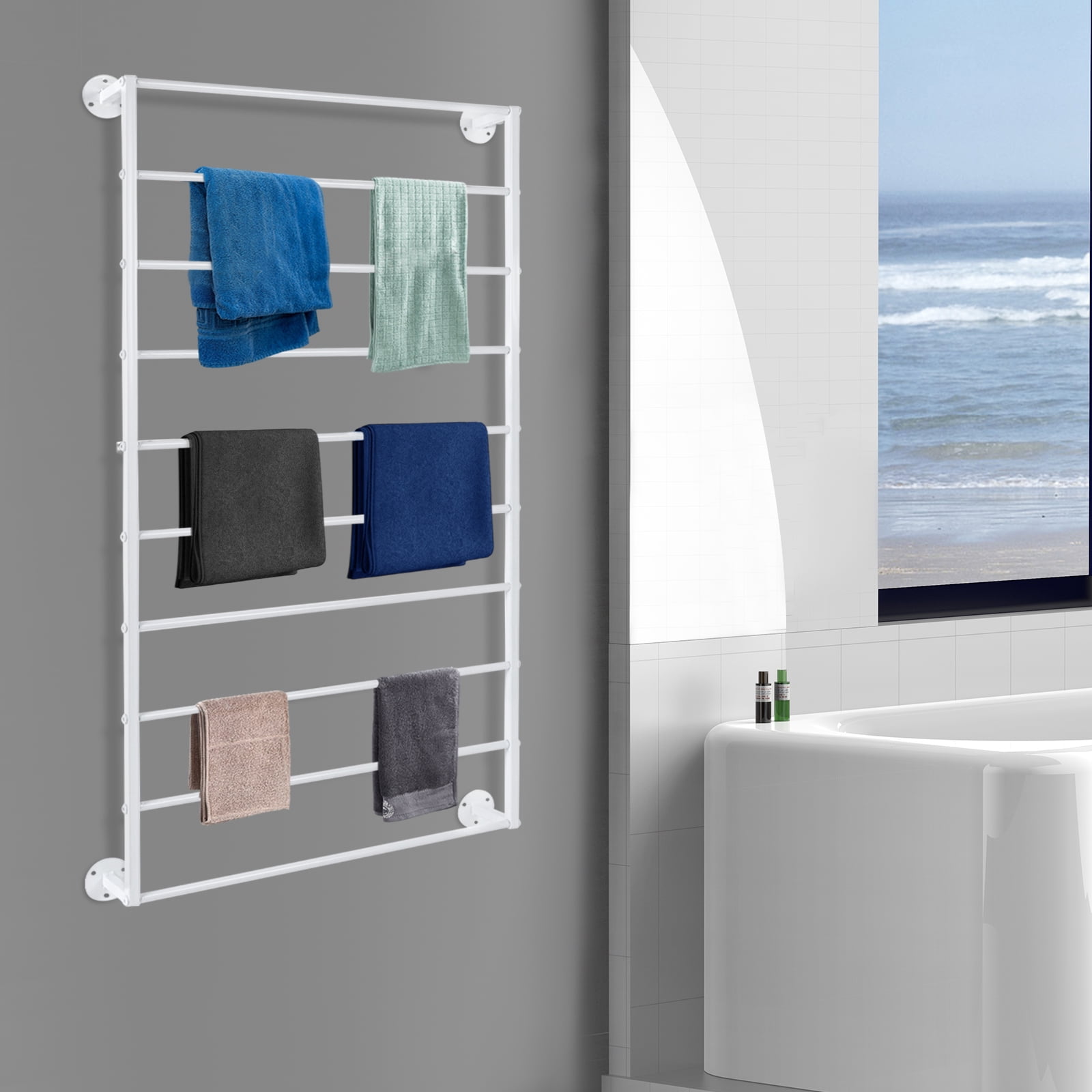 Indoor Iron 10 Tiers Wall Display Rack, Towels Storage Rack For Home ...