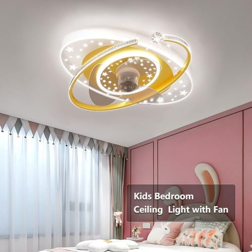 Indoor Kids Ceiling Fan with Lights Remote Dimmable 48W LED Ceiling ...