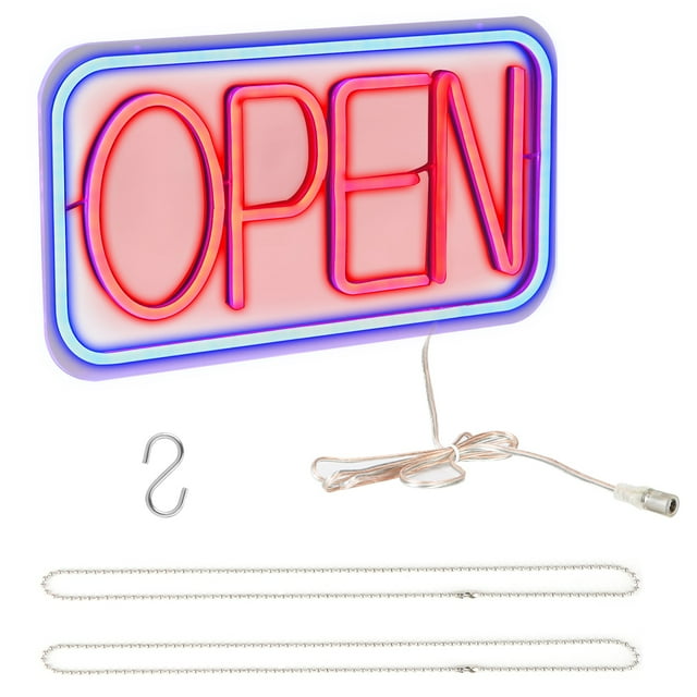 Indoor LED Neon Open Sign Light TeqHome 16.5x9.1in Open Sign for ...