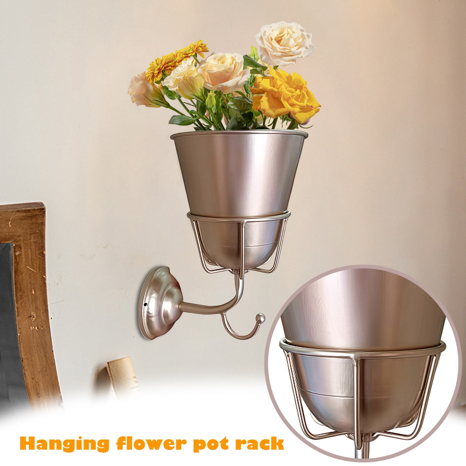 Indoor Large Metal Iron Fence Bucket, Balcony Garden Wall Deck Porch ...