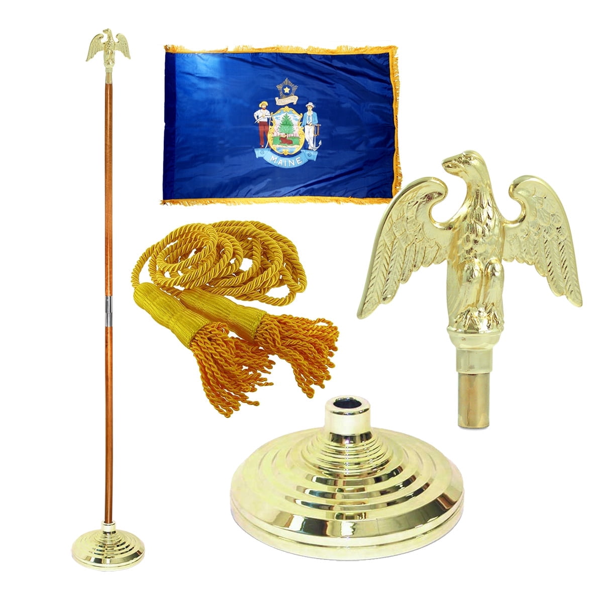 Indoor Maine State Flag Kit - 7ft Pole - Metal Eagle - Walmart Business ...