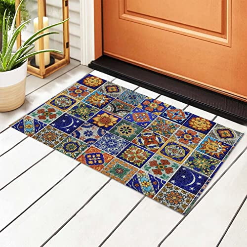 Indoor Mat Non Slip Welcome Hippie Talavera Mexican Tiles Indian Funny ...