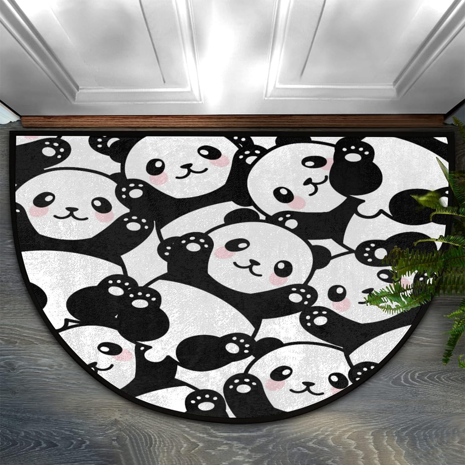 Indoor Mat Washable Cute Panda Animal Half Round Door Mat Indoor ...
