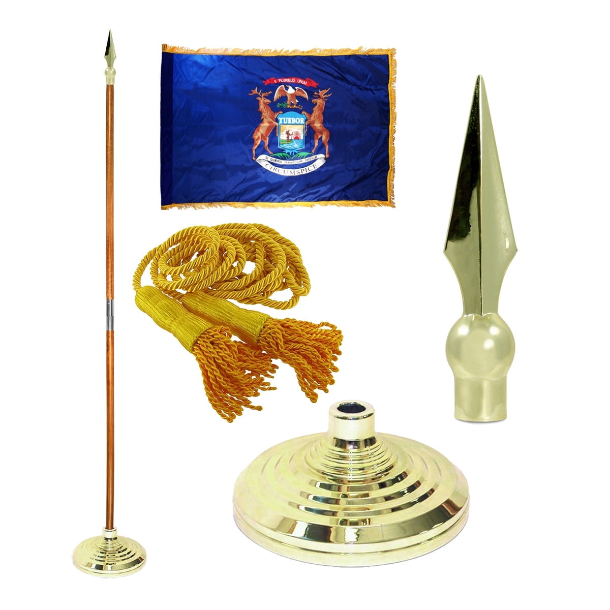 Indoor Michigan State Flag Kit - 7ft Pole - Spear Metal - Walmart ...