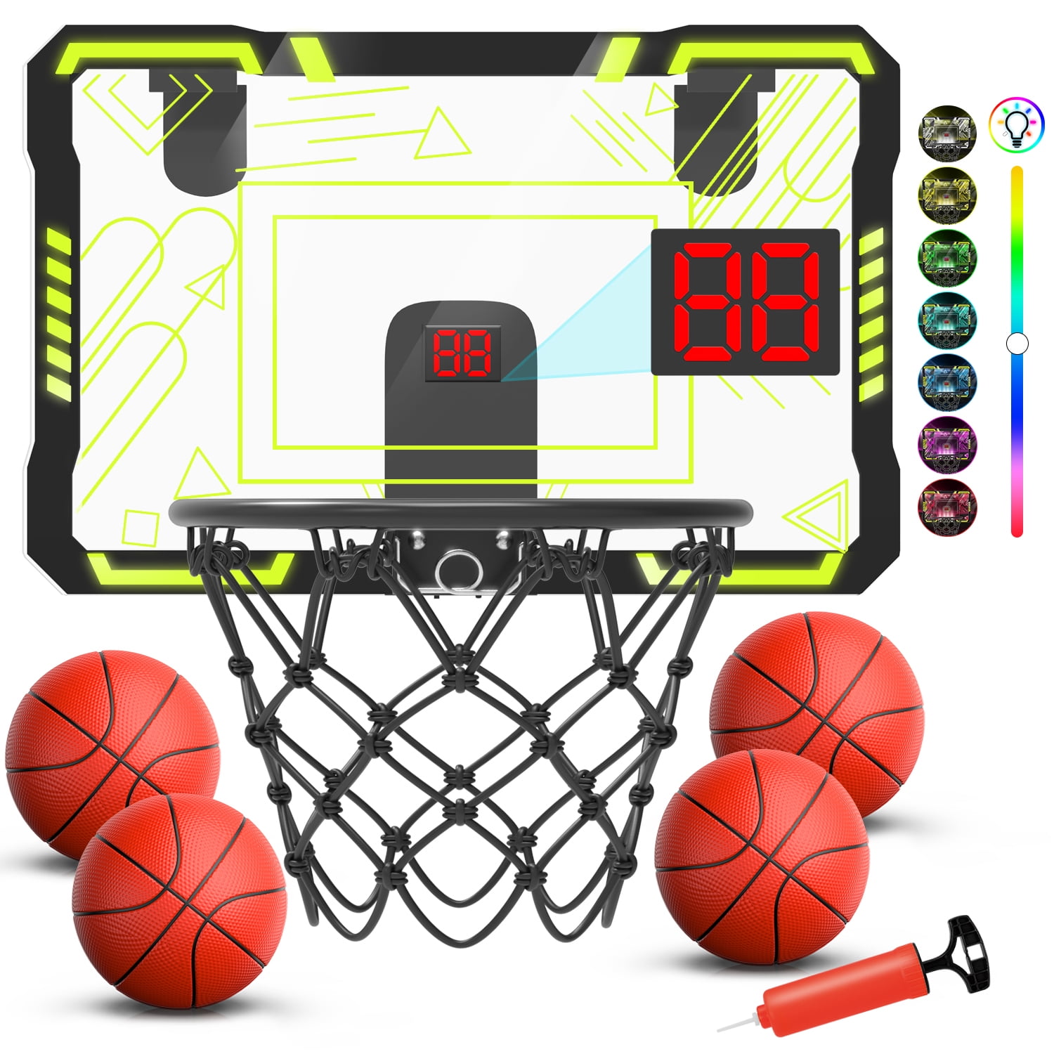Indoor Mini Basketball Hoop for Kids with LED & Electronic Scoreboard ...
