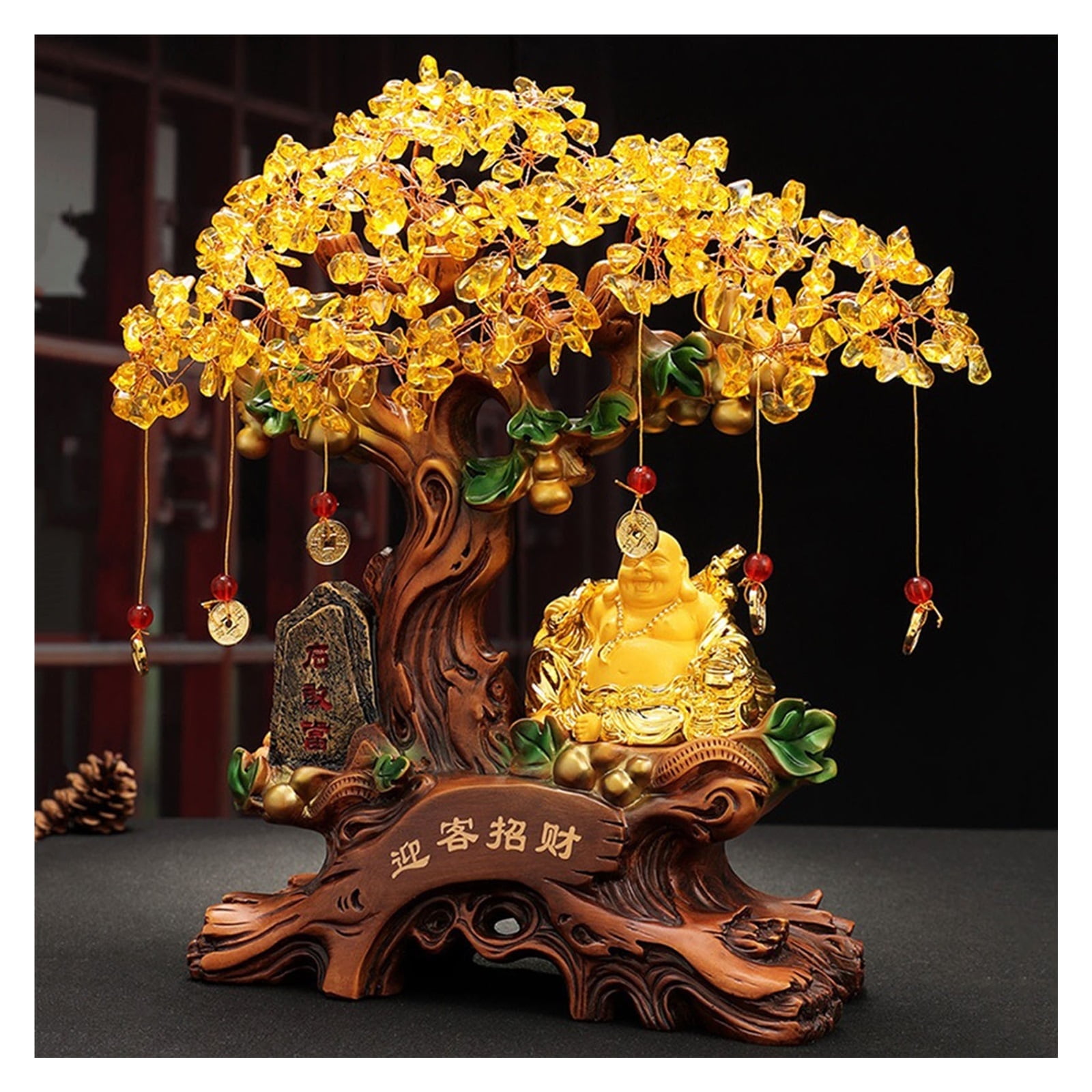 Indoor Money Crystal Tree Citrine Fortune Tree Feng Shui Luck Tree ...