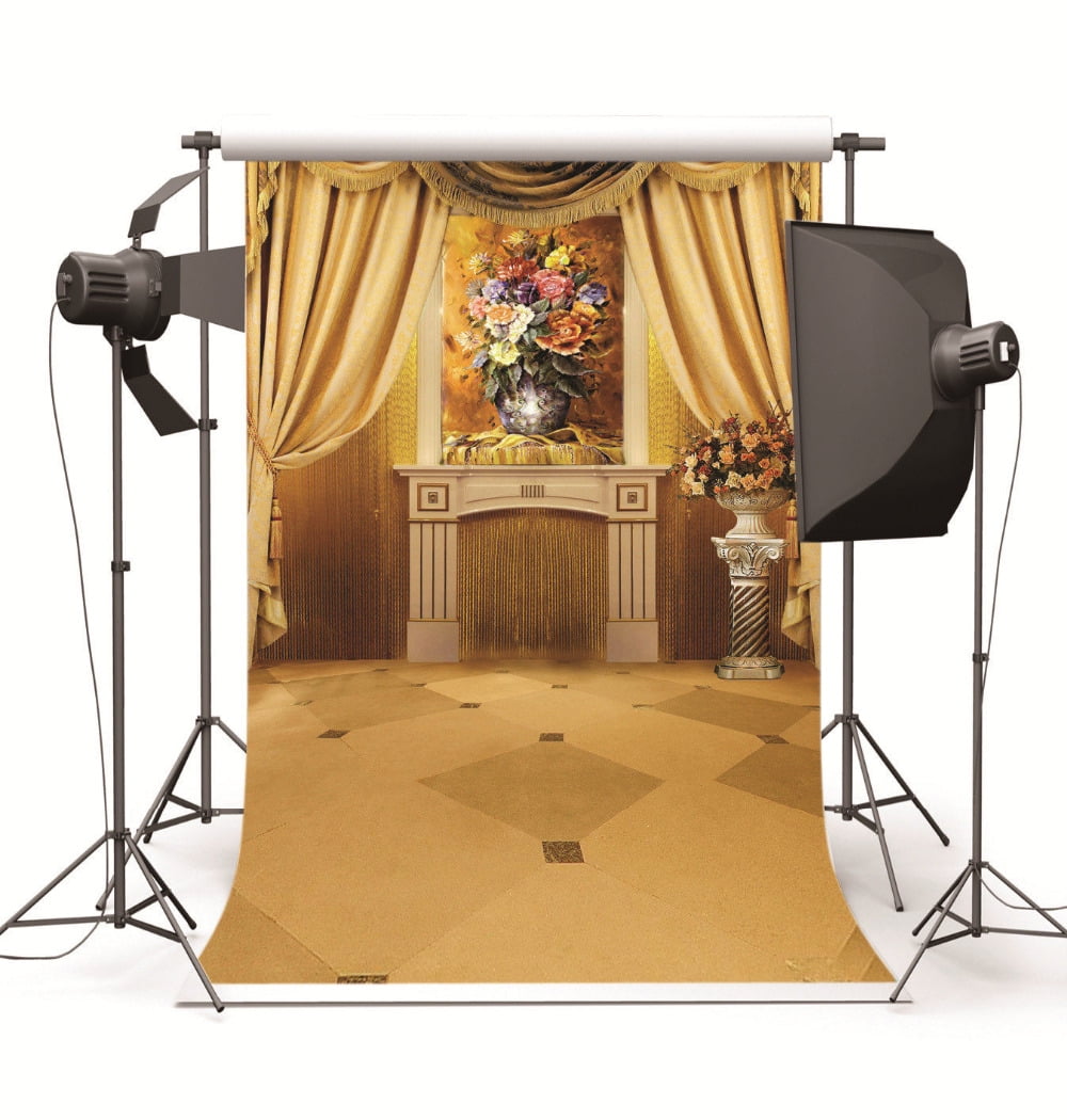 Indoor Old Master Yellow Curtain Wedding Children Photographic ...