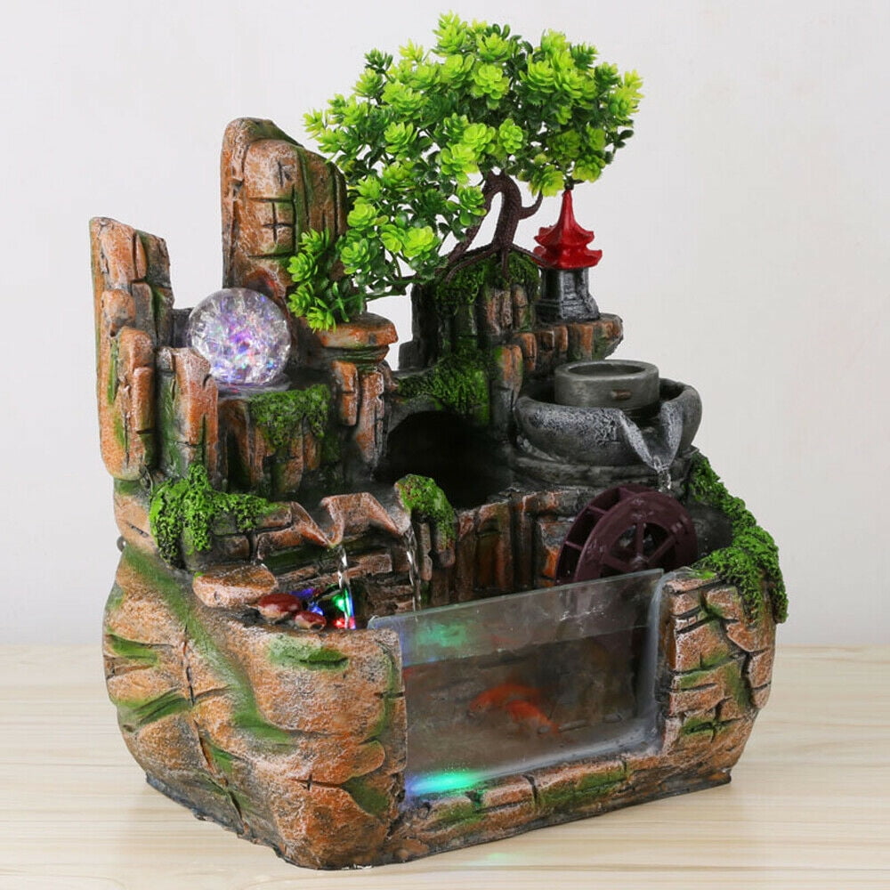 Indoor Ornament Rockery Fountain Waterfall Feng Shui Desktop Decor ...