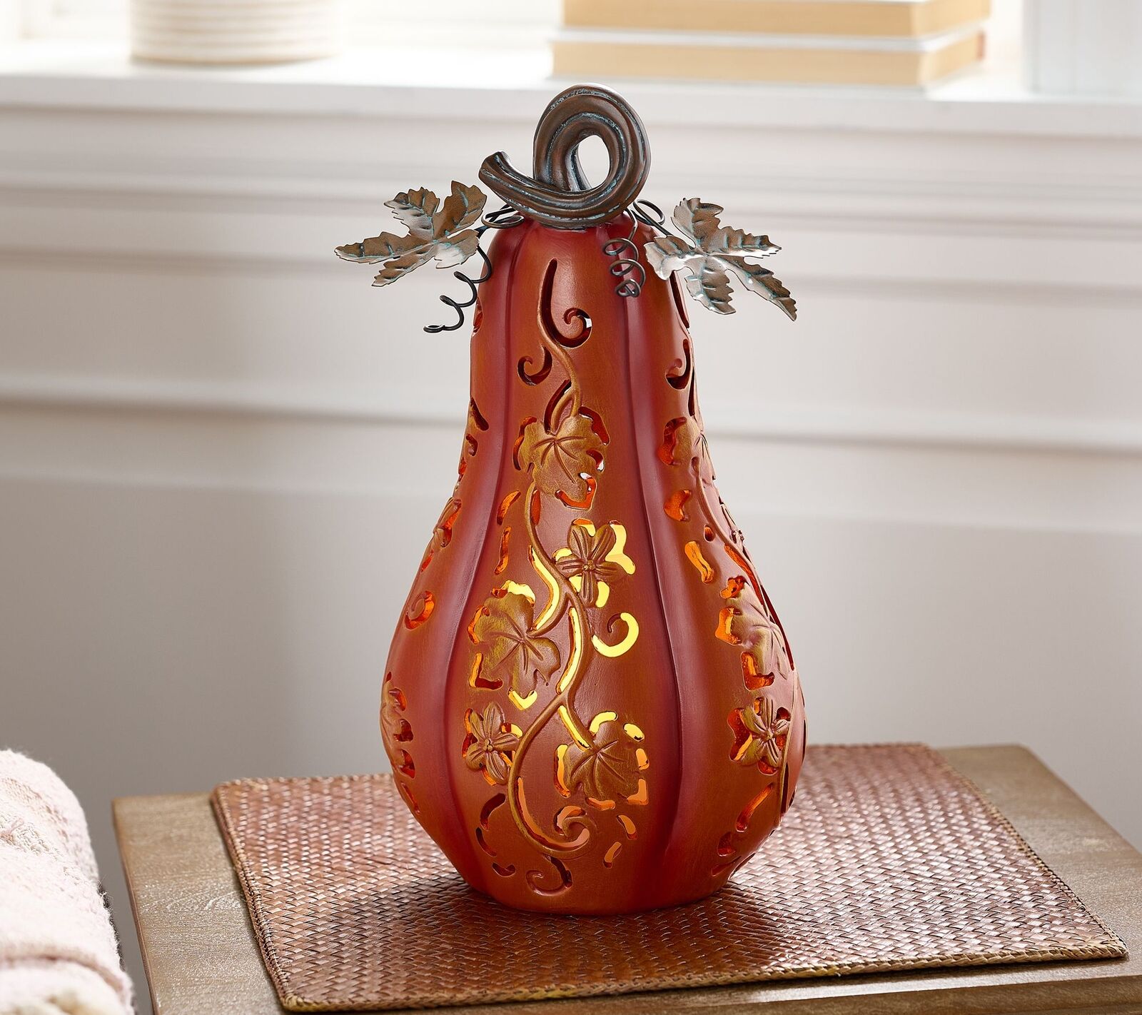 Indoor/ Outdoor 14.2" Illuminated Gourd by Valerie in Orange - Walmart.com