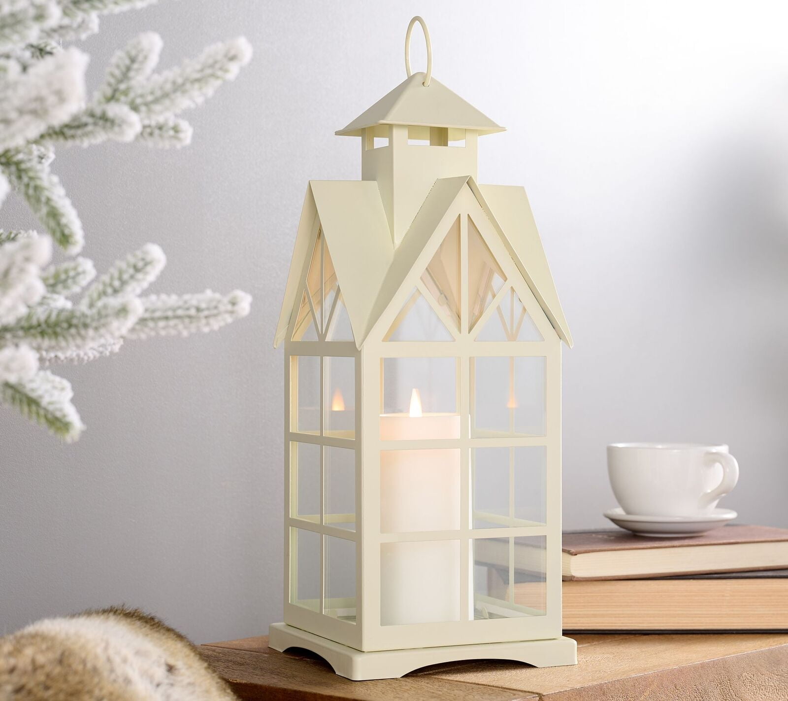 Indoor/ Outdoor 15.5" Cathedral Metal Lantern w/ Candlelight by Valerie ...