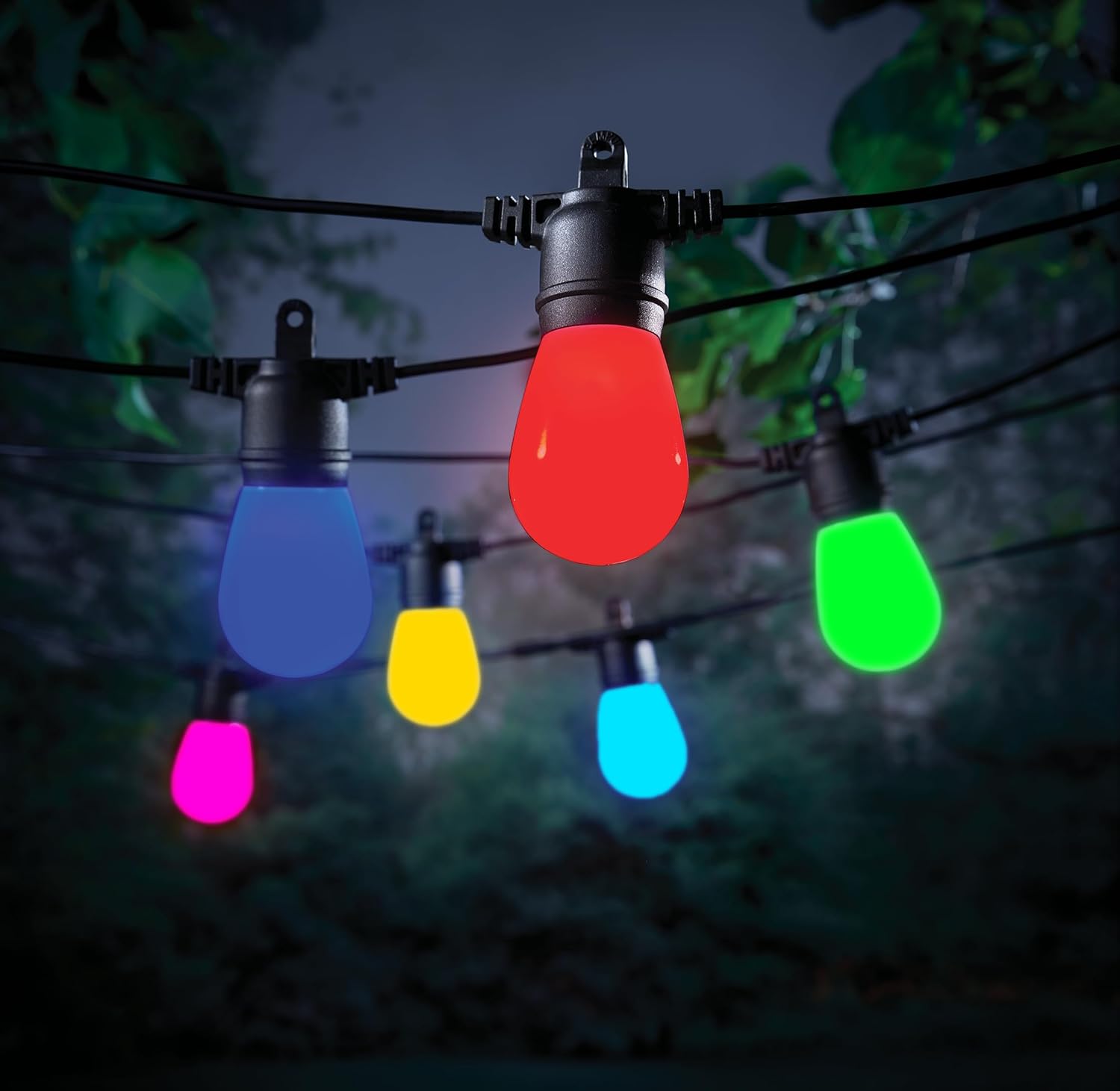 Indoor/Outdoor 24-Light 48 ft. Smart Plug-in Cafe String RGBW Color ...