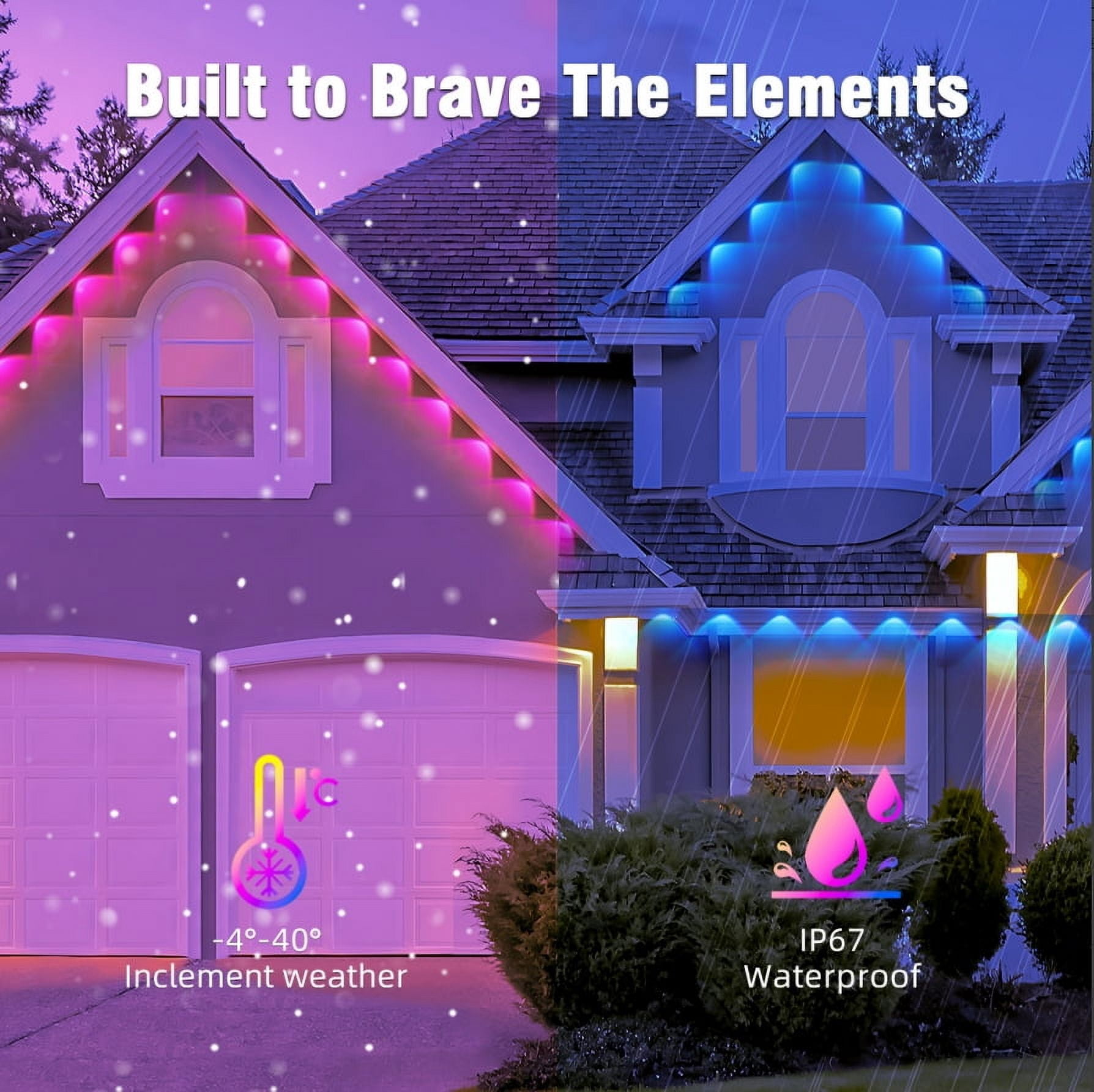 Indoor/Outdoor 30m Bluetooth RGBIC LED Eave Lights 48 Pack - Walmart.com