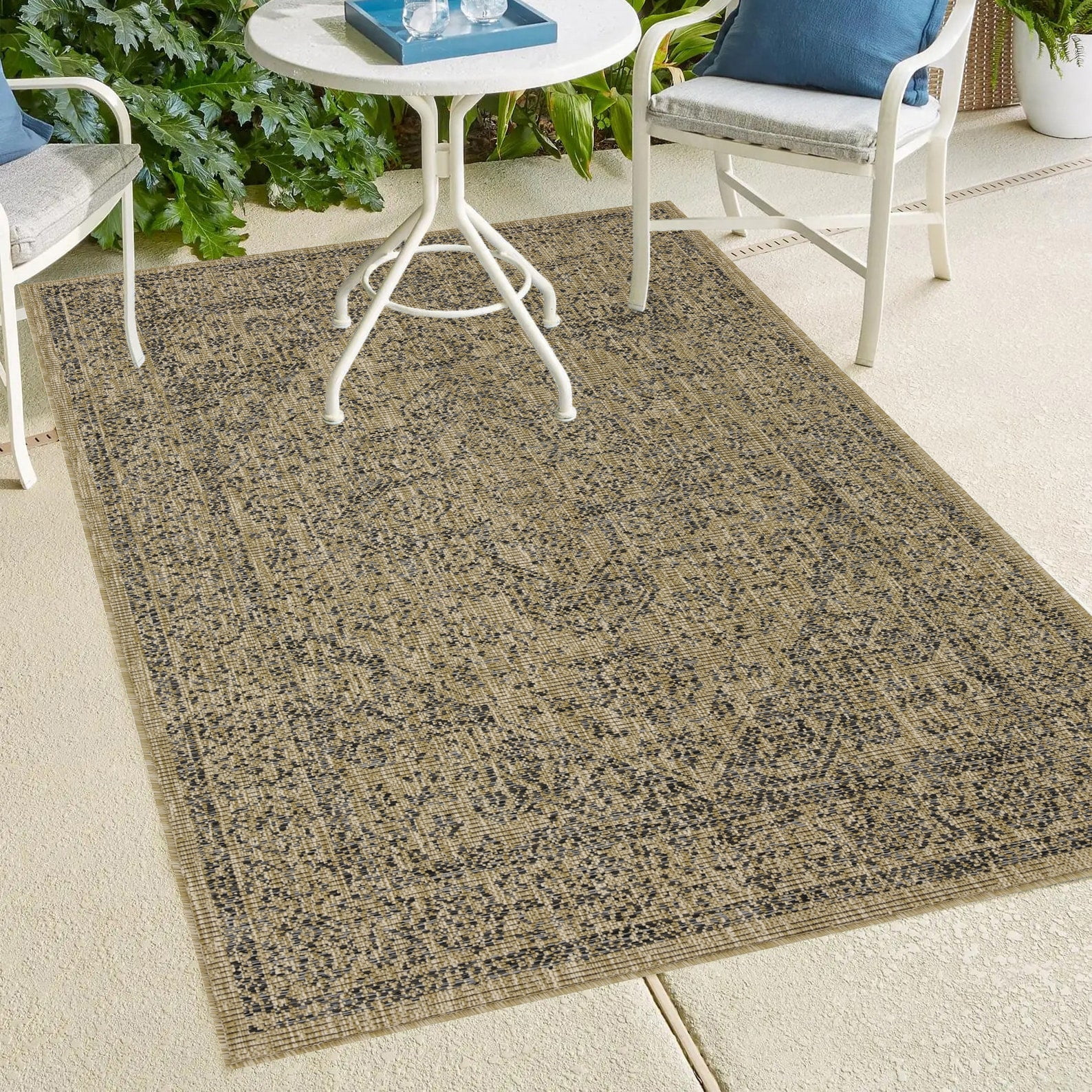 Indoor/Outdoor Area Rug/ Runner/ Doormat- Blue & Natural & Red & Taupe ...