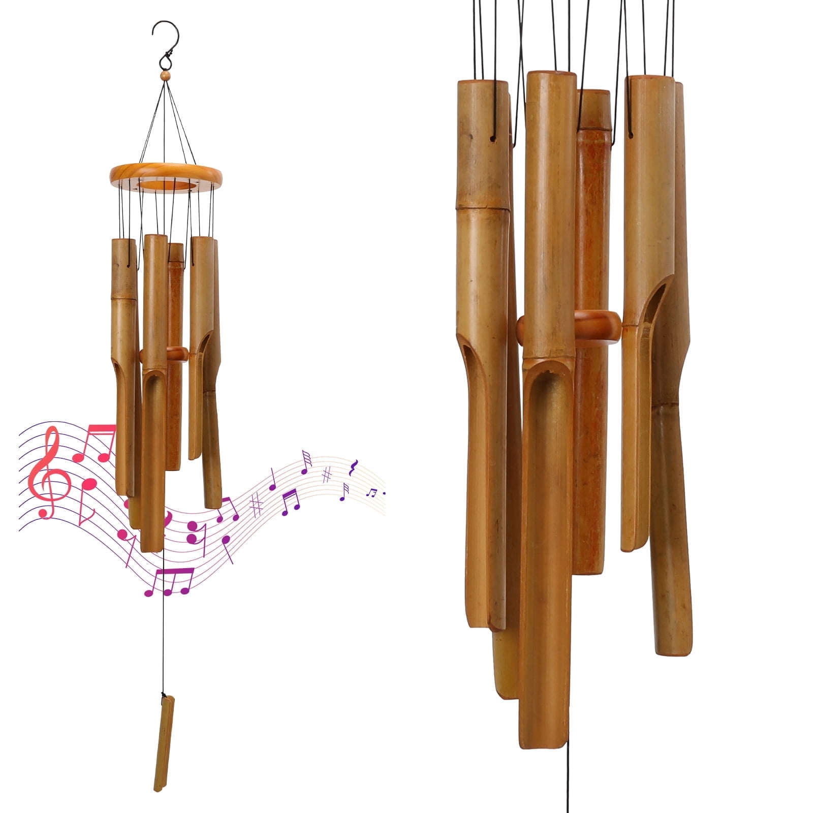 Indoor/Outdoor Bamboo Wind Chime, Handcraft Hanging Music Windchime ...
