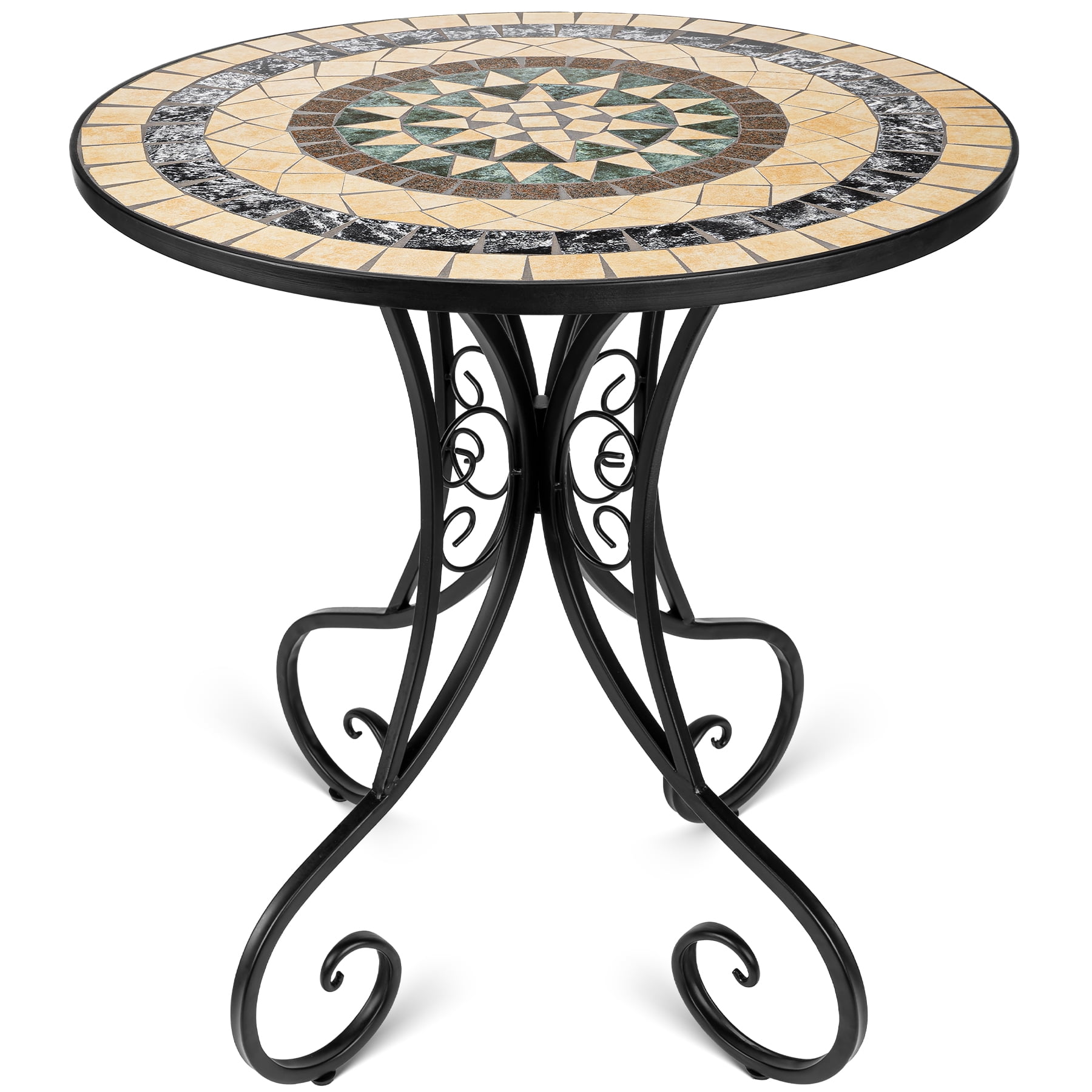 Indoor/Outdoor Bistro Tables, 24" Round Mosaic Coffee Table for Outside ...
