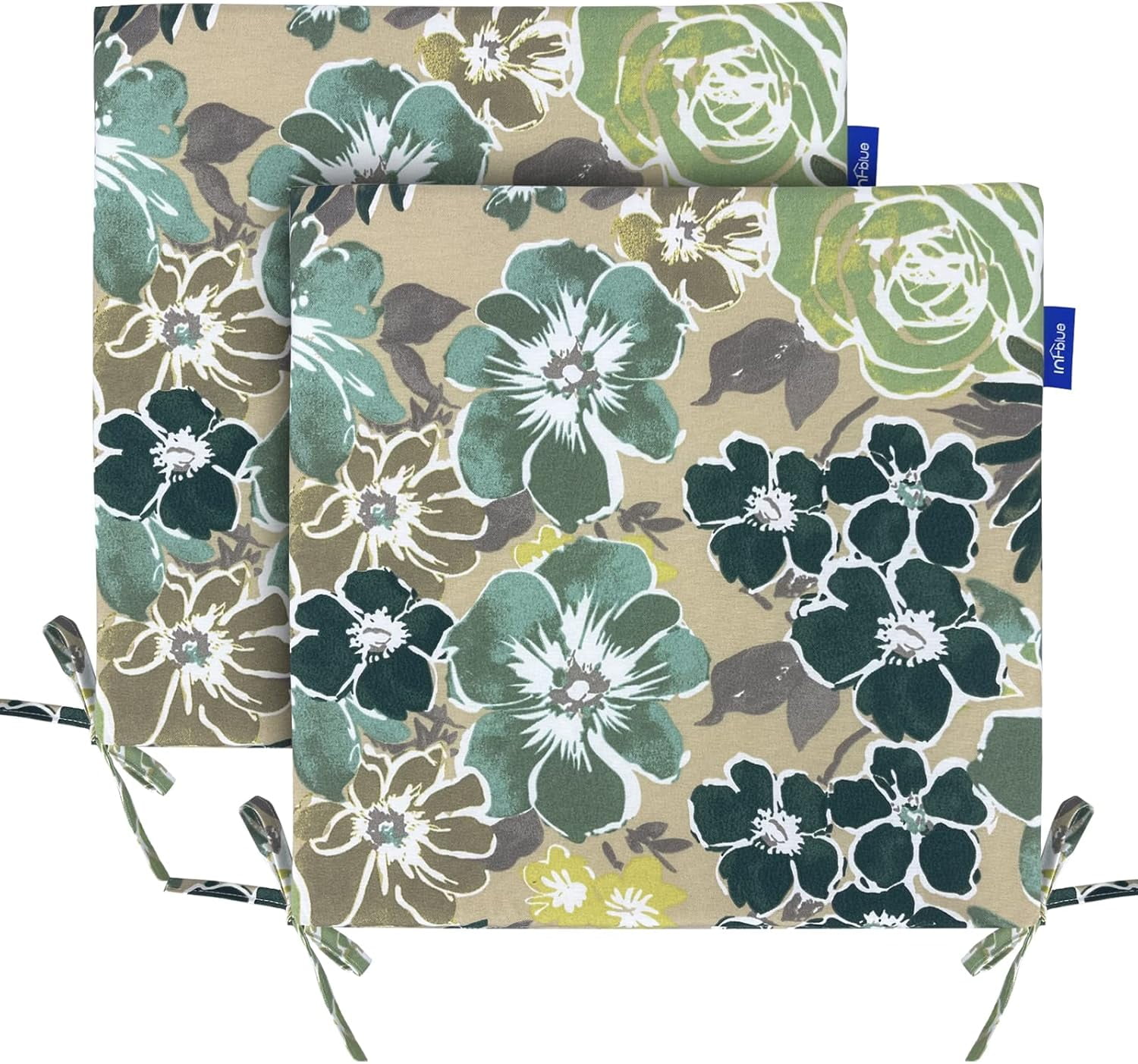 Indoor/Outdoor Chair Cushions Set of 2 Chair Pads Water Resistance ...