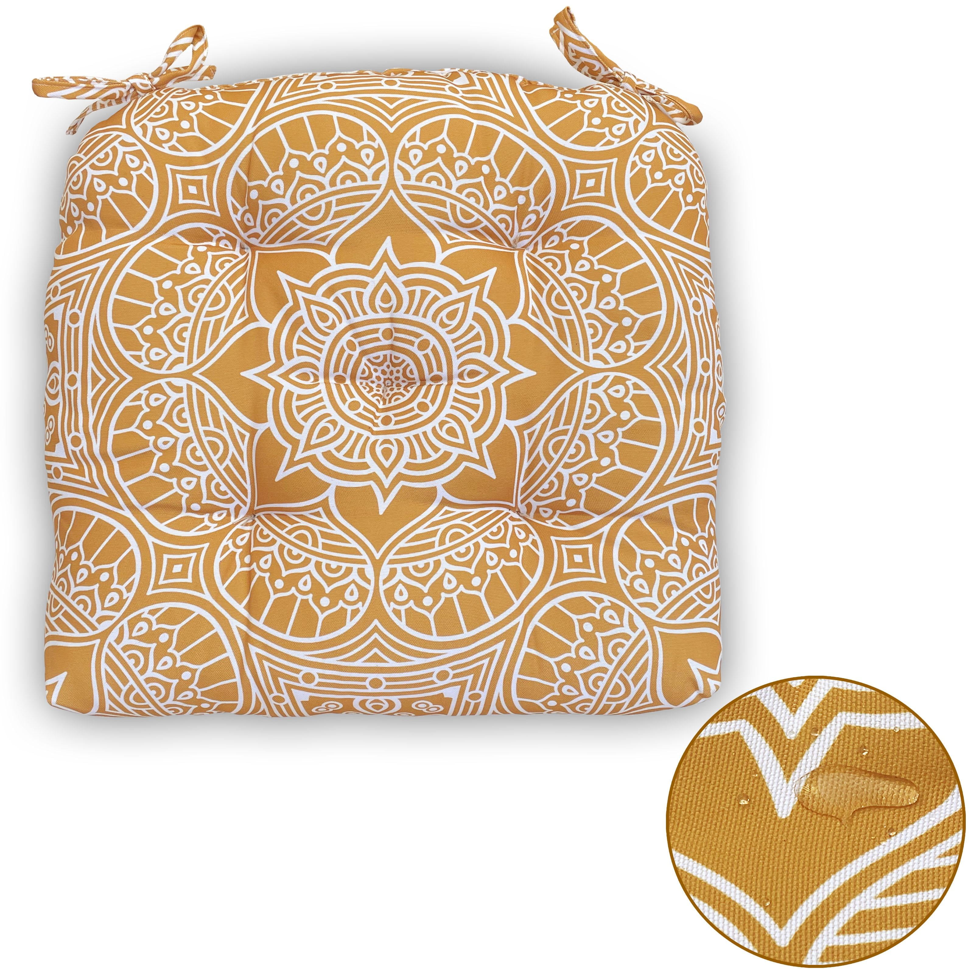 Indoor/Outdoor Chair Seat Cushion, Tufted, Weather, and Fade Resistant ...