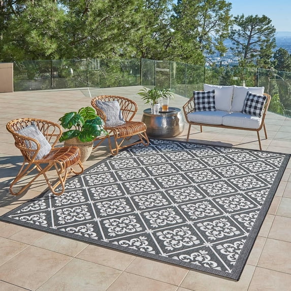 Indoor Outdoor Classic Flatweave Area Rug 9x13 Ft Extra Large, Stain ...