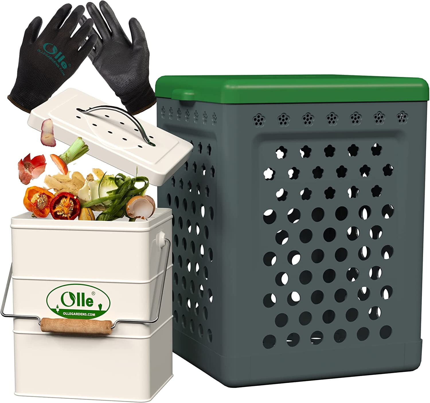 Indoor Outdoor Compost Bins Set 1 Gallon Kitchen Compost Bin Countertop ...