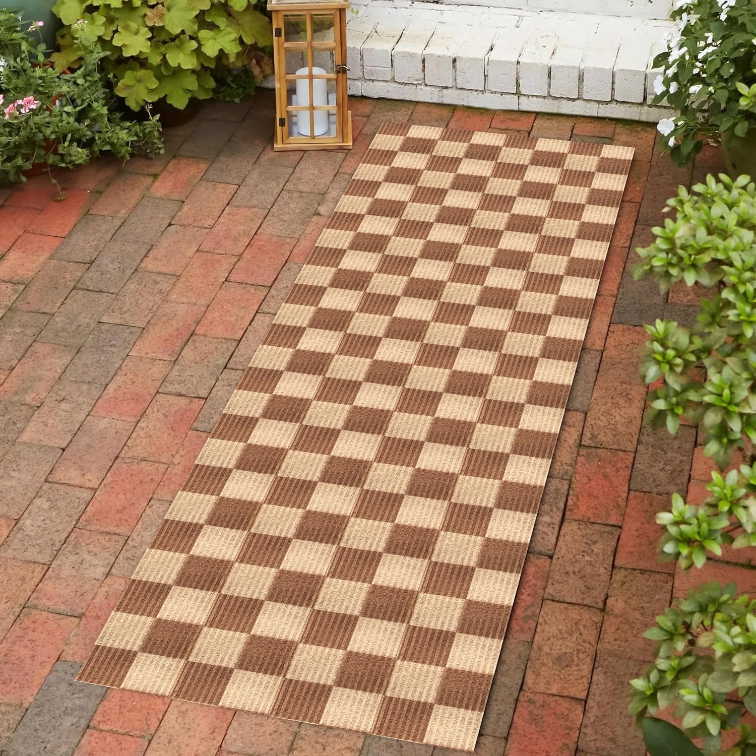 Indoor/Outdoor Custom Size Low Profile Runner Rug with Non-Slip PVC ...