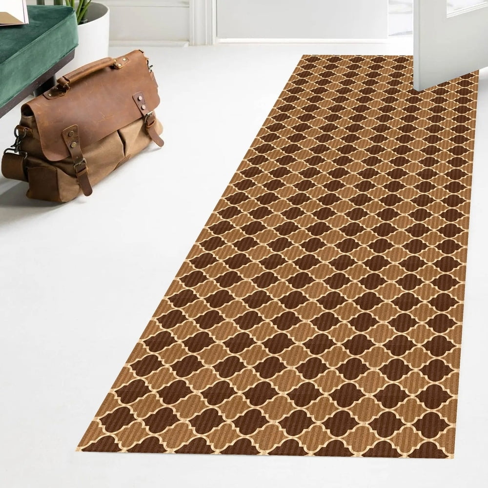 Indoor/Outdoor Custom Size Low Profile Runner Rug with Non-Slip PVC ...