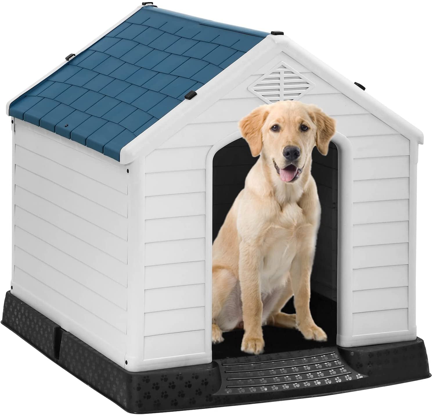 Weatherproof Dog House for Indoor/Outdoor, Durable Plastic, All-Season ...