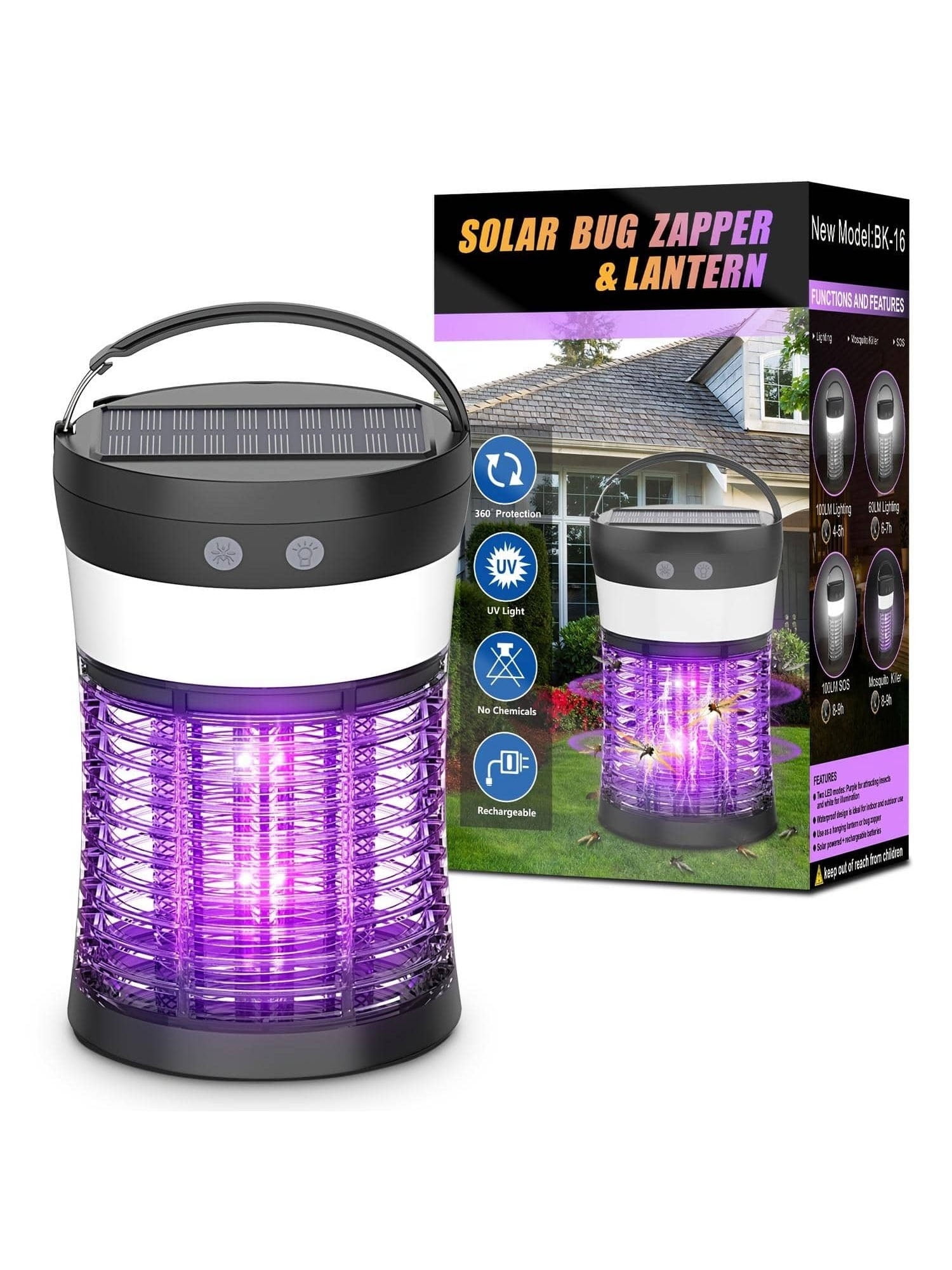 Indoor and Outdoor Electric Solar Mosquito Killer, 3000V High Power ...