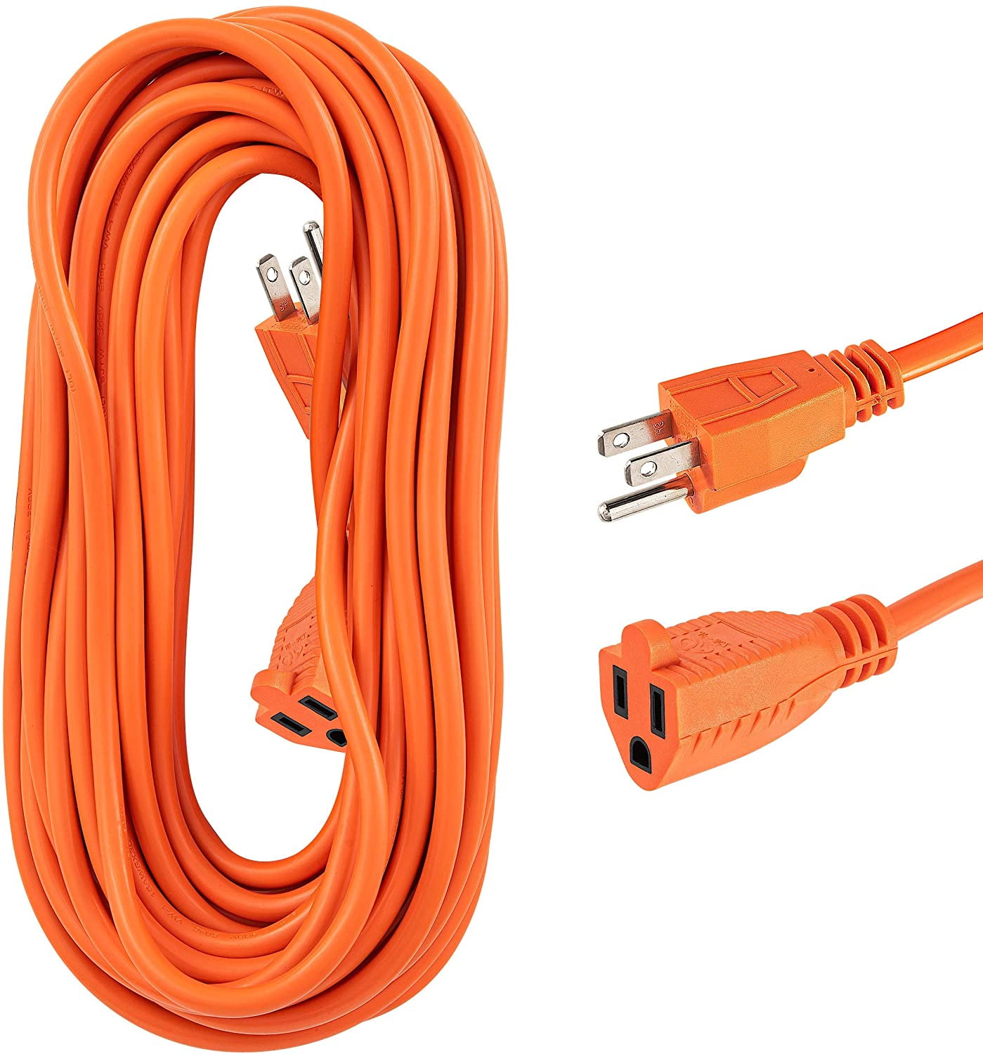 Indoor Outdoor Extension Cord 50 Feet, Orange, 1 Outlet, 3 Prong, 16 ...