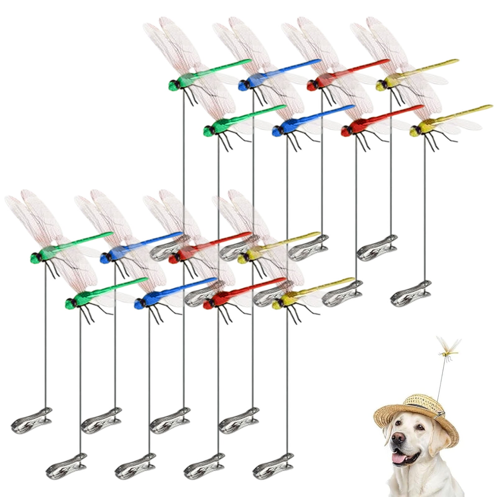 Indoor & Outdoor Fake Dragonfly Rod Clip, 3D Artificial Dragonfly Hat ...
