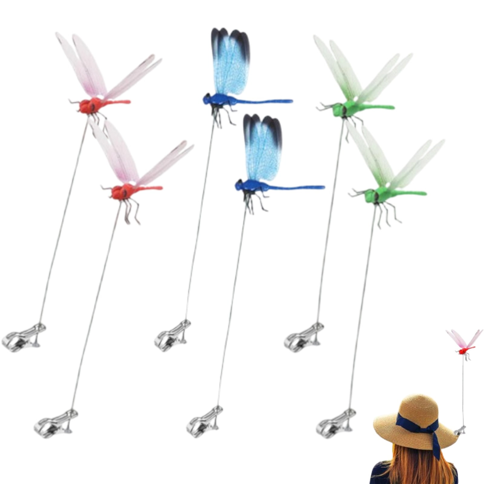 Indoor & Outdoor Fake Dragonfly Rod Clip, 6 Pack Dragonfly Clip Bug ...