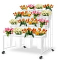 Indoor Outdoor Flower Display Stand - 4-Tier White Metal Plant Stand ...
