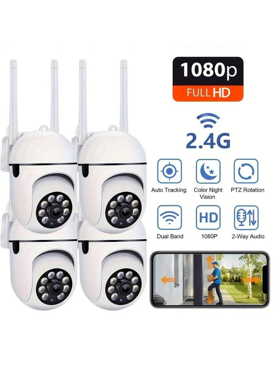 Indoor Outdoor HD WiFi Security Camera, 355° Pan-Tilt Color Night ...