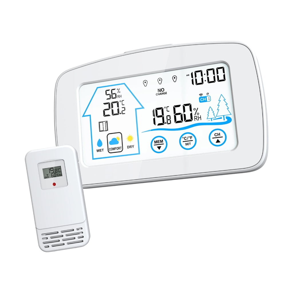 Indoor Outdoor Hygrometer With Color LCD, Open Alert & Temp Trend ...