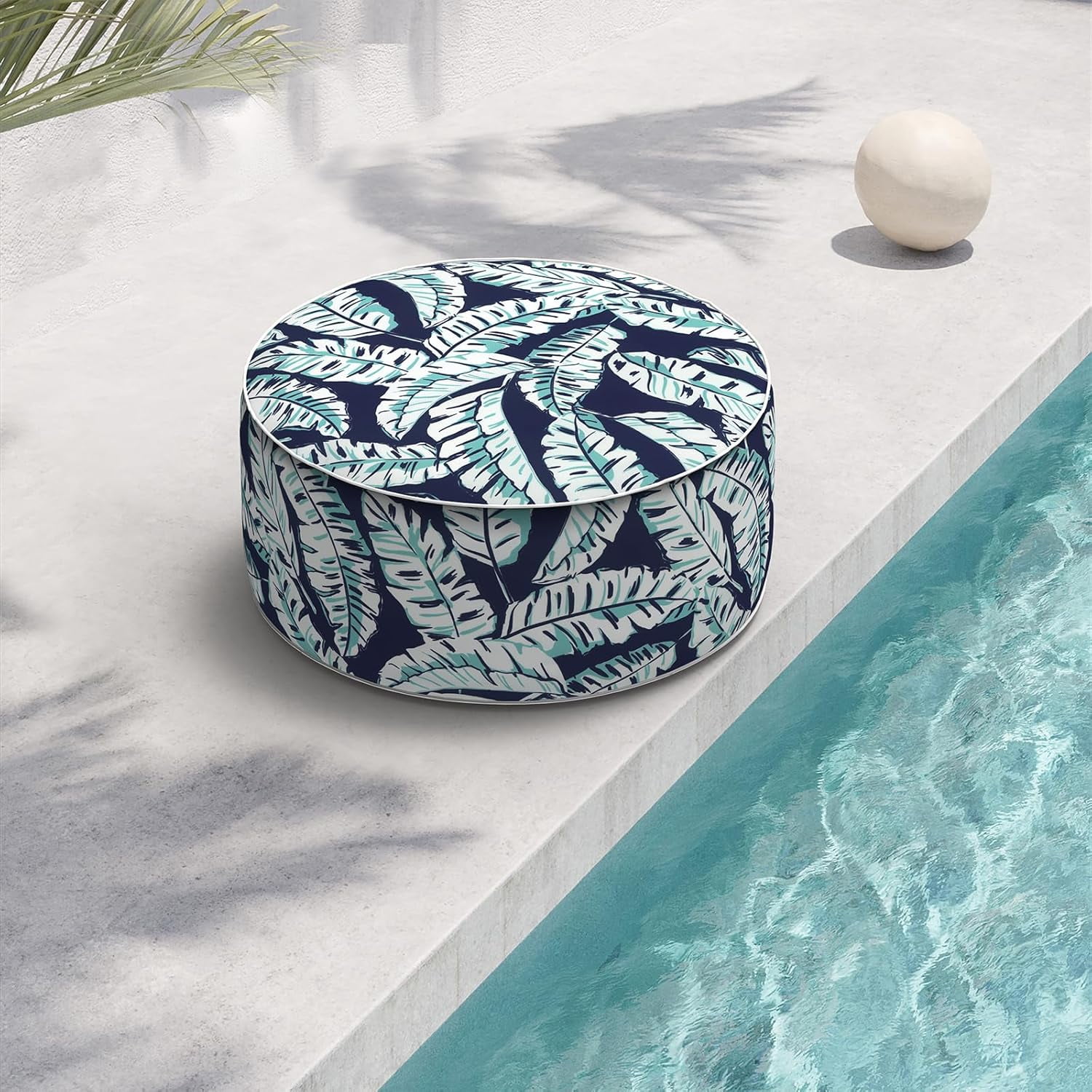 Indoor/Outdoor Inflatable Ottoman D21 X H9 Inch Round Footstool ...