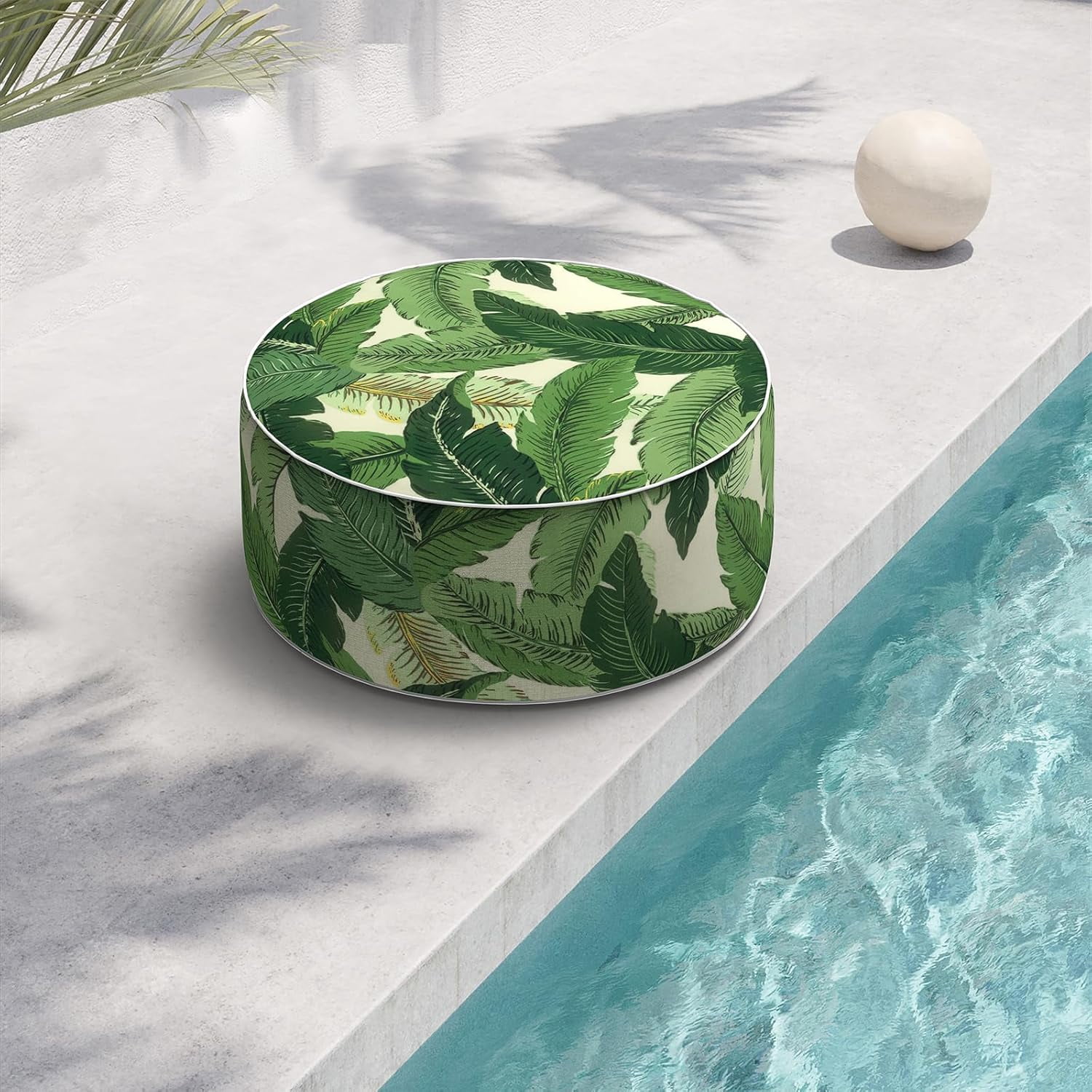 Indoor/Outdoor Inflatable Ottoman D21 X H9 Inch Round Footstool ...